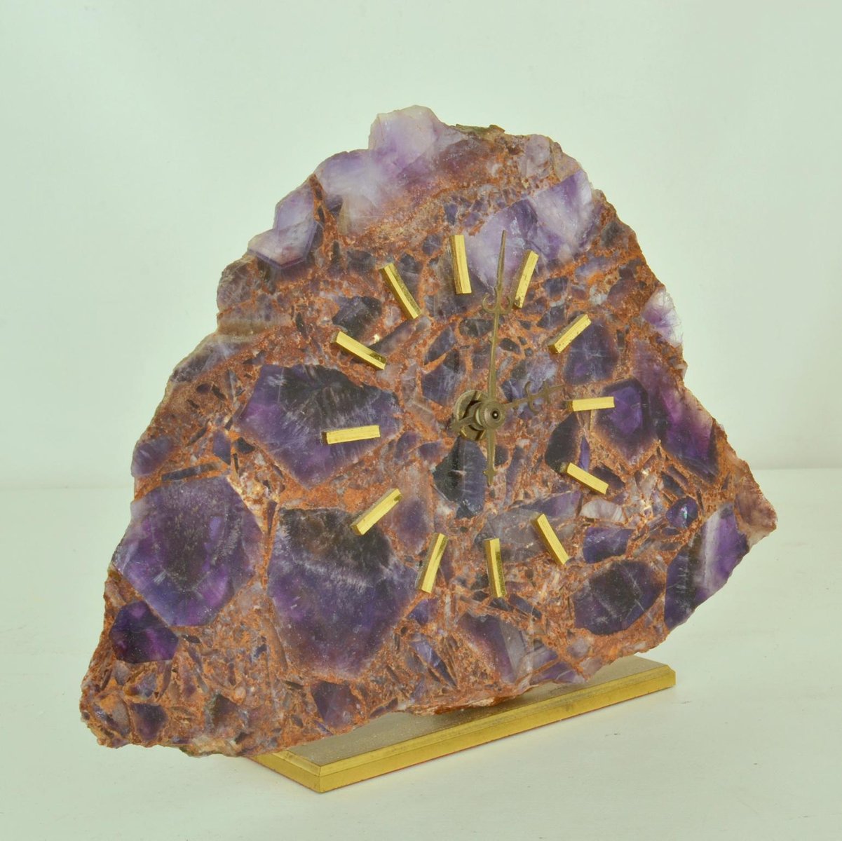 Amethyst Stone Table Clock from Junghans, 1970s for sale at Pamono
