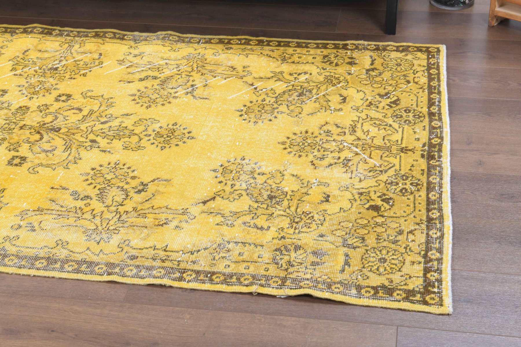Vintage Turkish Yellow Wool Rug for sale at Pamono