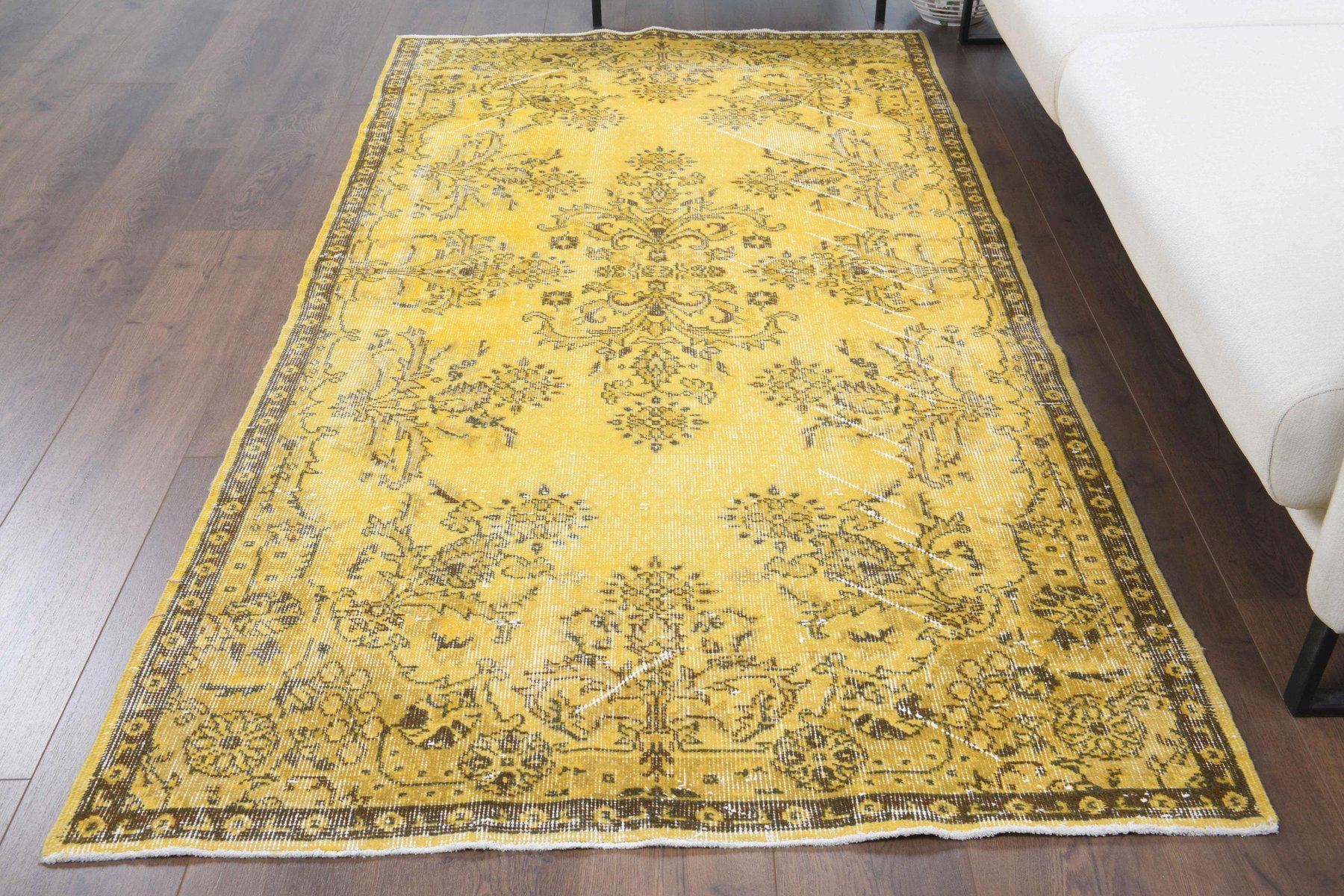 Vintage Turkish Yellow Wool Rug for sale at Pamono