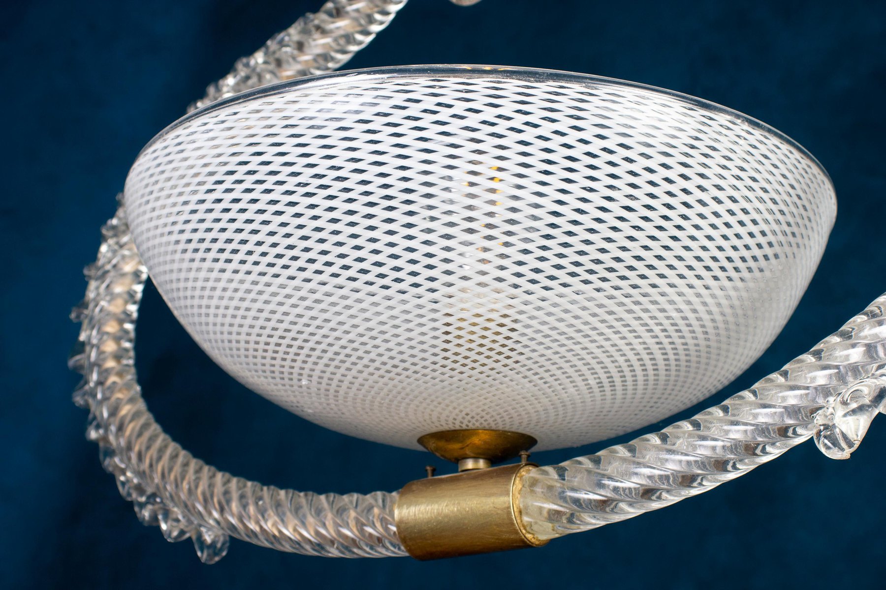 Reticello Elegant Murano Glass Lantern or Pendant from Venini, 1940s ...