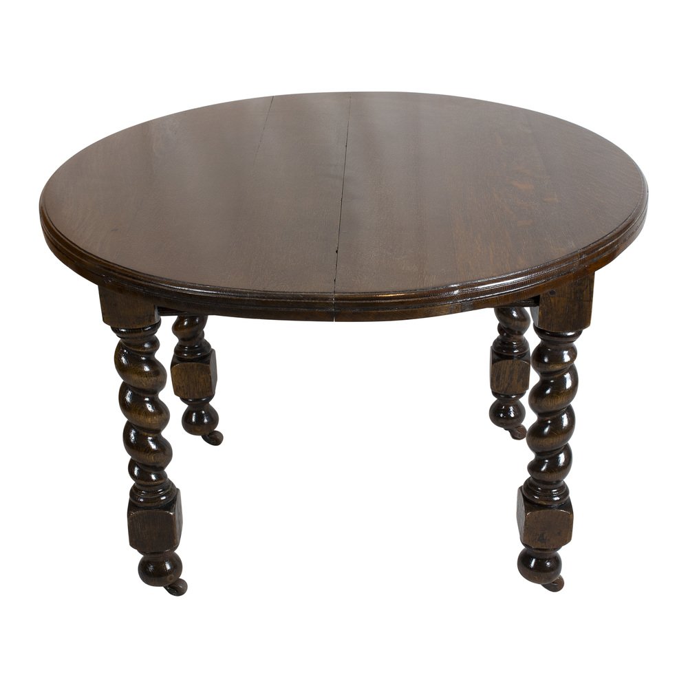 English Round Oak Extendable Table, 1880s for sale at Pamono