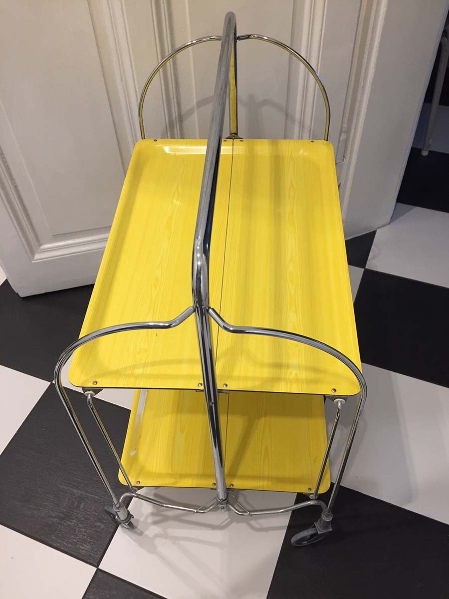 Folding Yellow Trolley, Germany, 1970s for sale at Pamono
