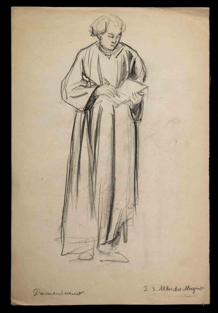 Portrait of Albertus Magnus, Original Drawing, Early 20th-Century for ...