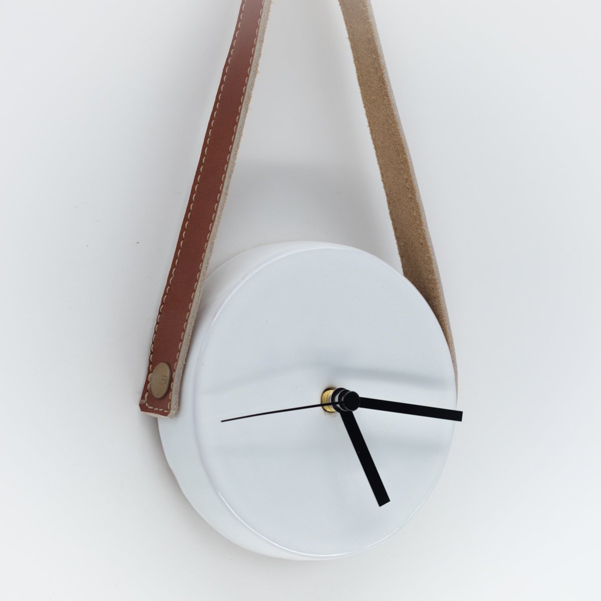 White & Leather Clock by Marco Rocco, 2018 for sale at Pamono