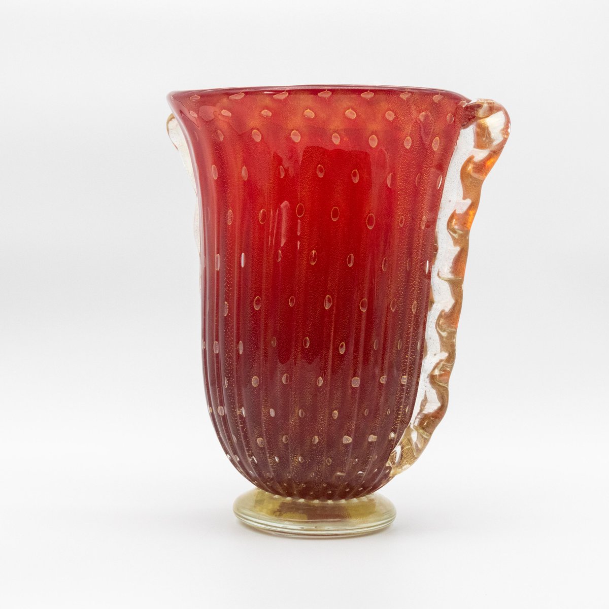Vintage Red Glass Vase for sale at Pamono