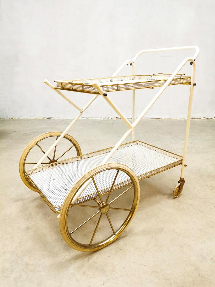 Vintage Italian Style Brass & Steel Trolley for sale at Pamono