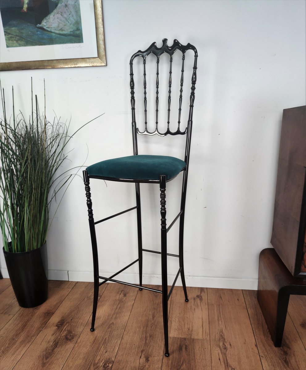 Taburete de bar o silla Chiavari italiano de latón ennegrecido de Philippe Starck en venta en Pamono