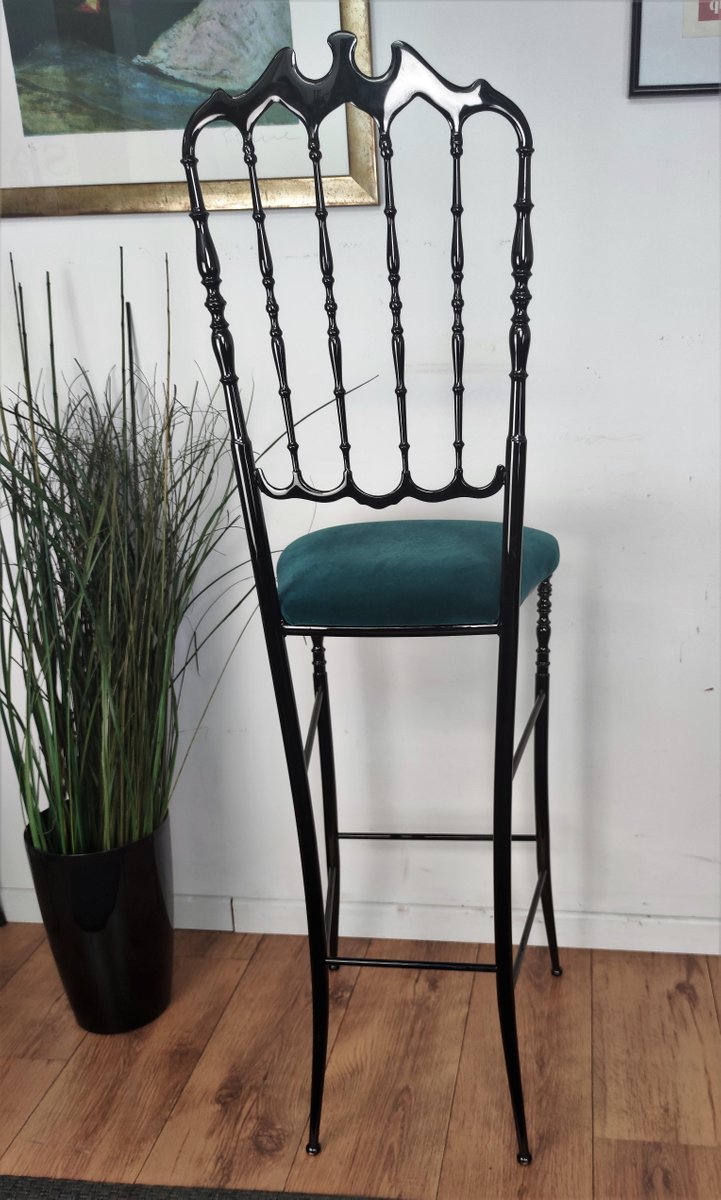 Taburete de bar o silla Chiavari italiano de latón ennegrecido de Philippe Starck en venta en Pamono