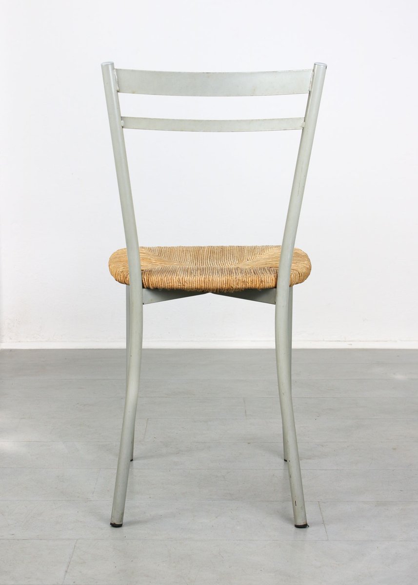 Vintage Italian Straw and Metal Chair for sale at Pamono