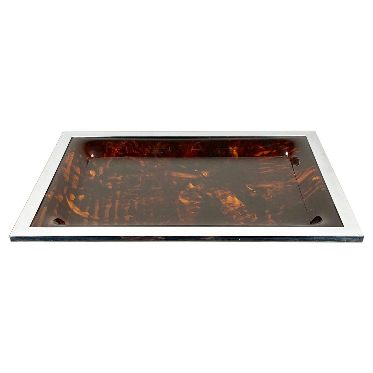 Acrylic Tortoiseshell & Chrome Serving Tray, Italy, 1970s for sale at ...