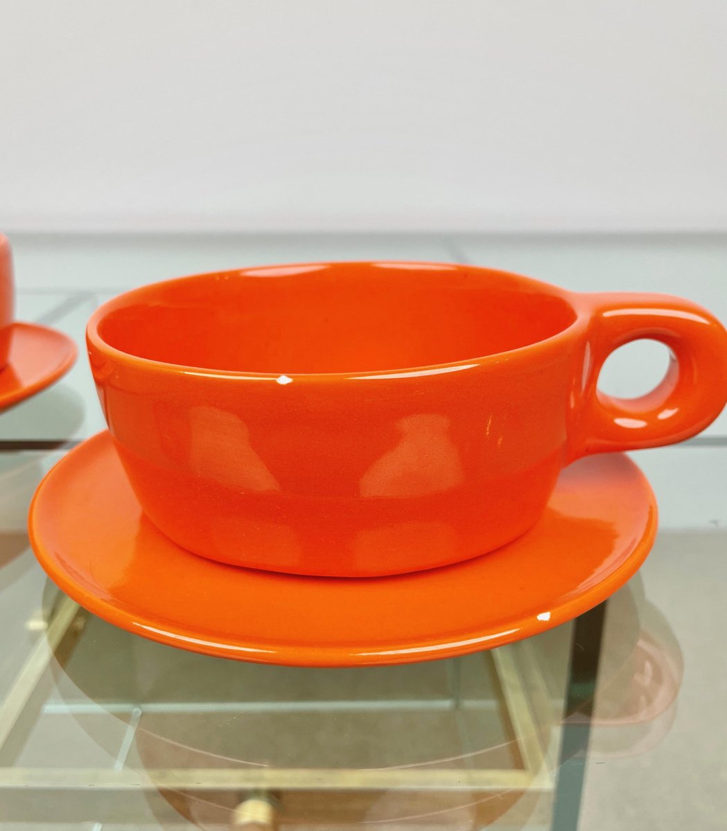 Orange Ceramic Tea Set by Liisi Beckmann for Gabbianelli, Italy, 1960s ...