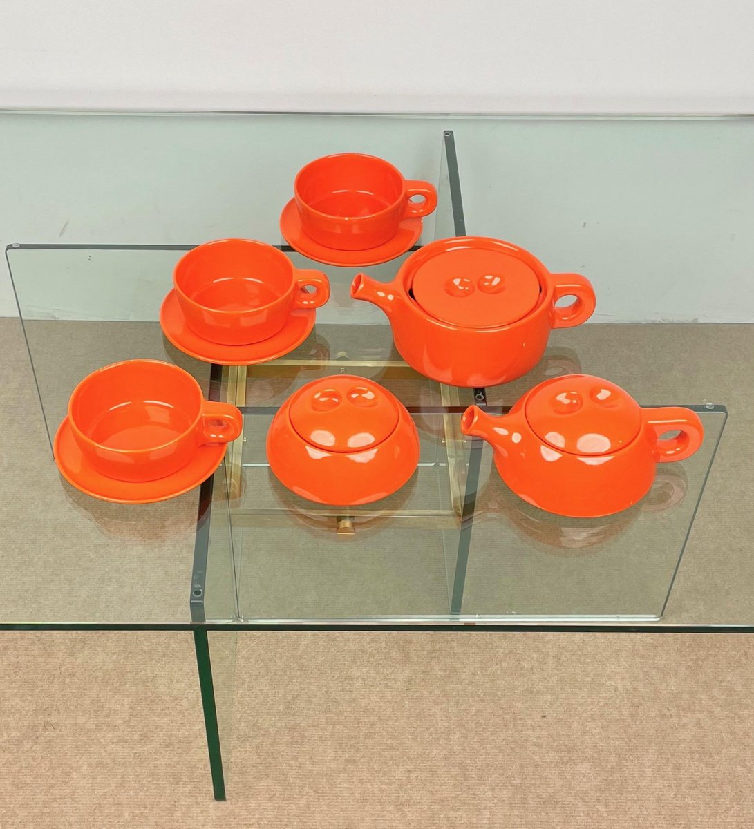 Orange Ceramic Tea Set by Liisi Beckmann for Gabbianelli, Italy, 1960s ...