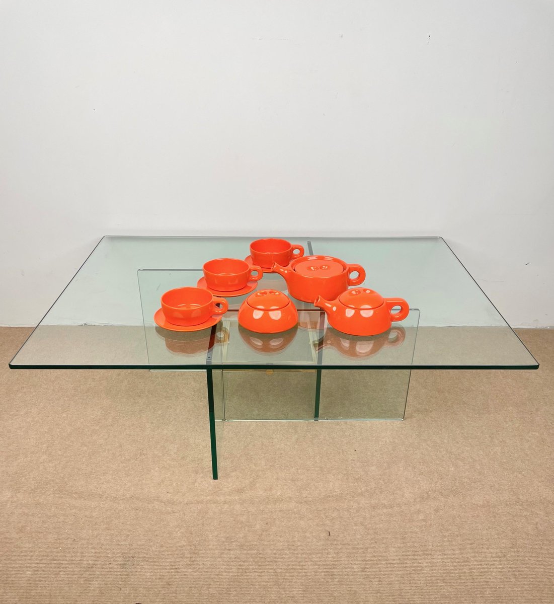 Orange Ceramic Tea Set by Liisi Beckmann for Gabbianelli, Italy, 1960s ...