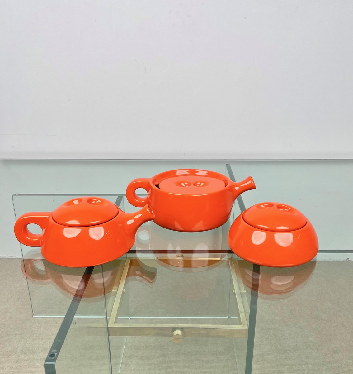 Orange Ceramic Tea Set by Liisi Beckmann for Gabbianelli, Italy, 1960s ...