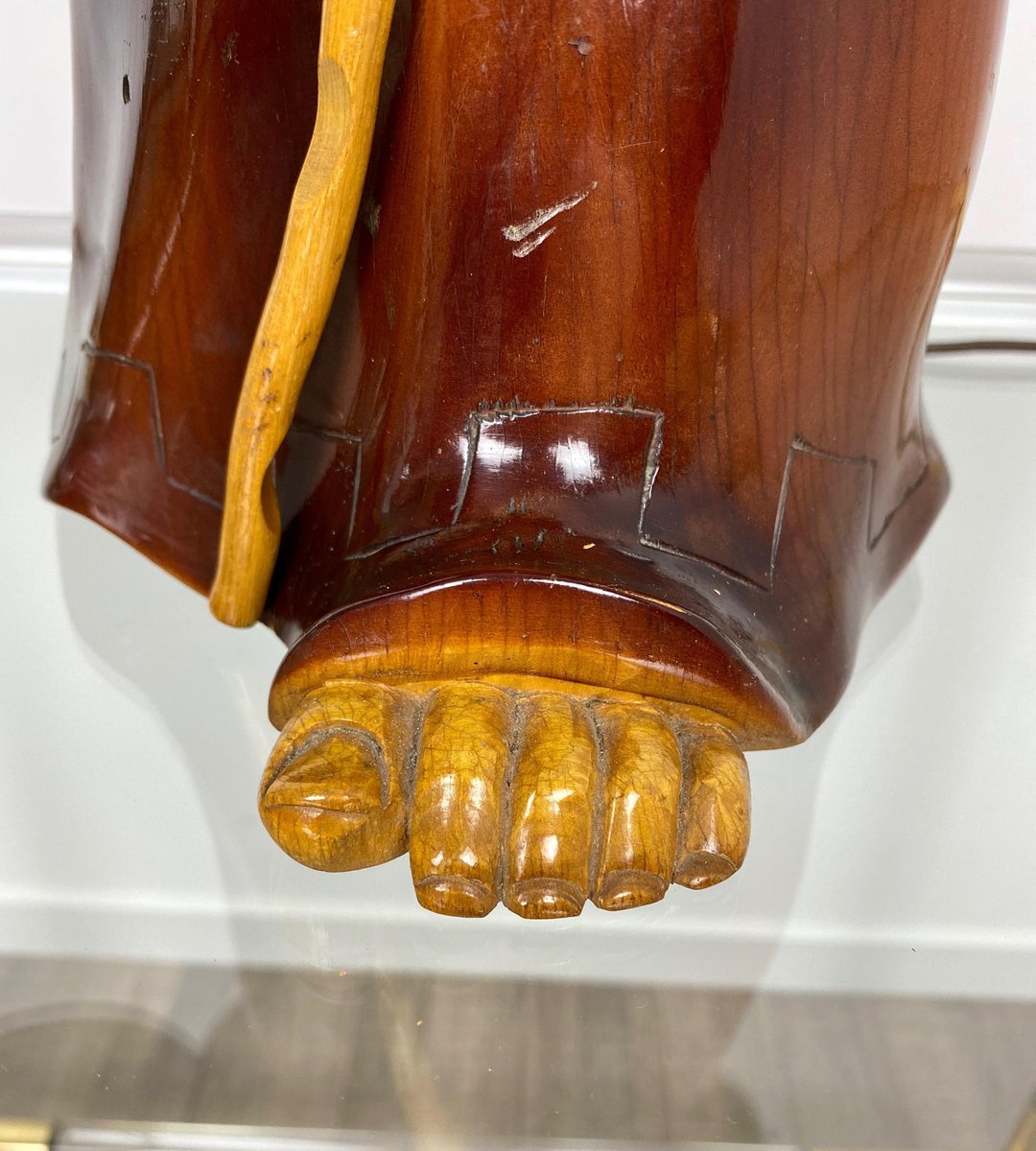 Hand Carved Wood Monk Table Lamp by Aldo Tura for Macabo, Italy, 1950s ...