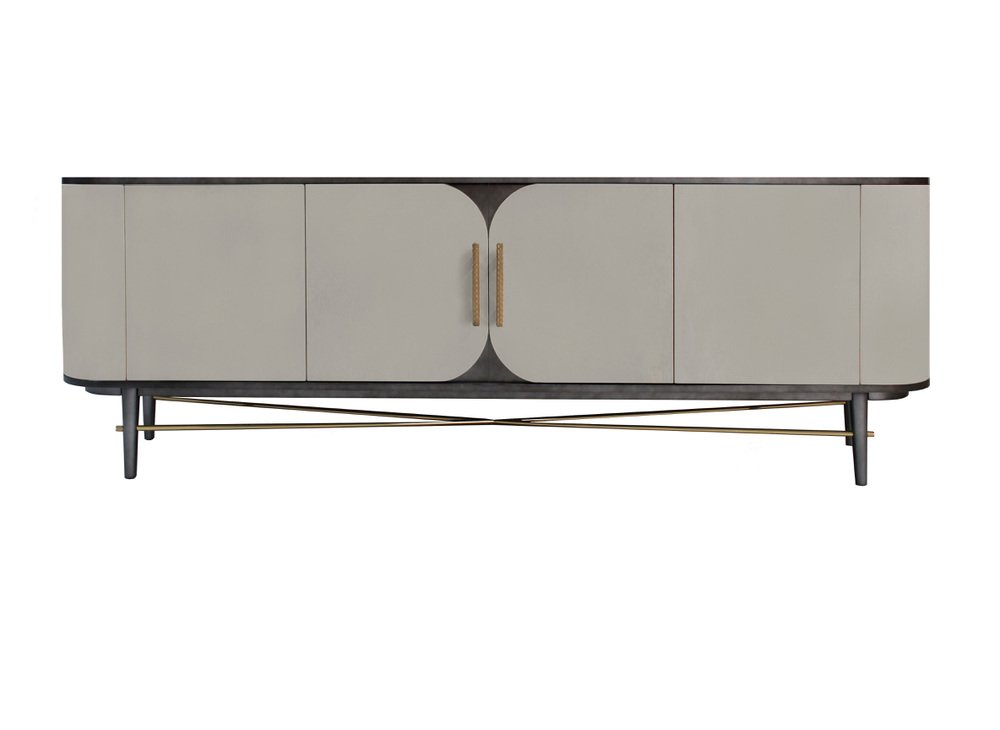 Azure Sideboard in Smoke Metallic Lacquer and Greige for sale at Pamono