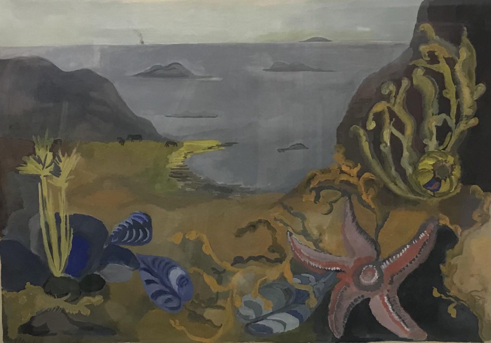 Ellisif, Bord de mer animé, 1941, Watercolor on Paper, Framed for sale ...