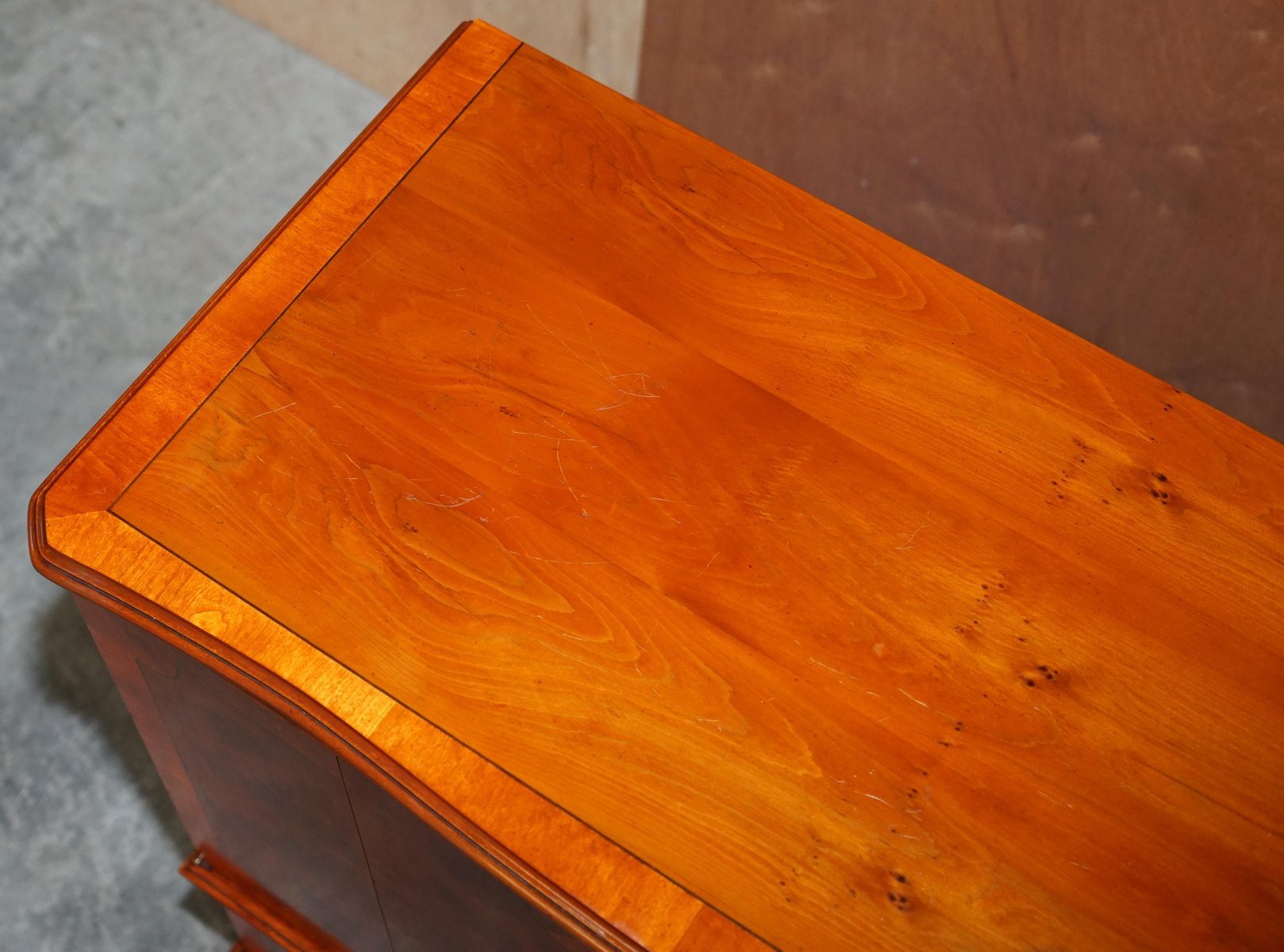 Stunning Burr Yew Wood TV Media Cupboard for sale at Pamono