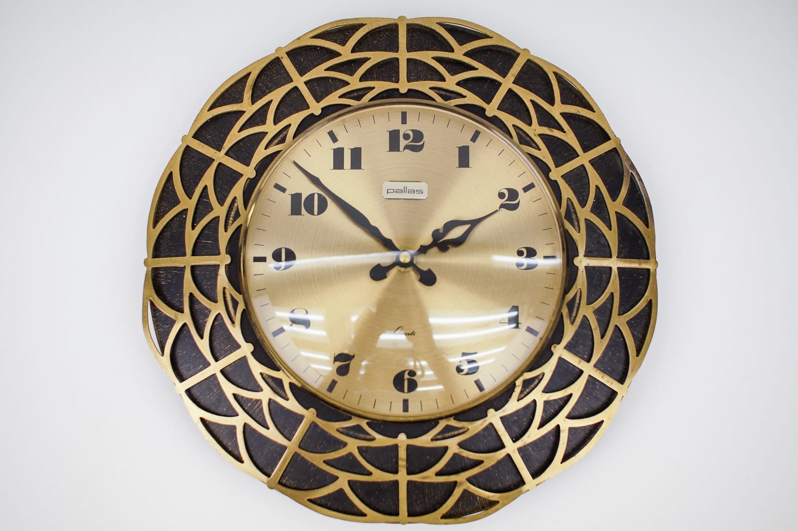 Mid-Century Modern Spider Web Wall Clock in Brass from Pallas, 1960s ...