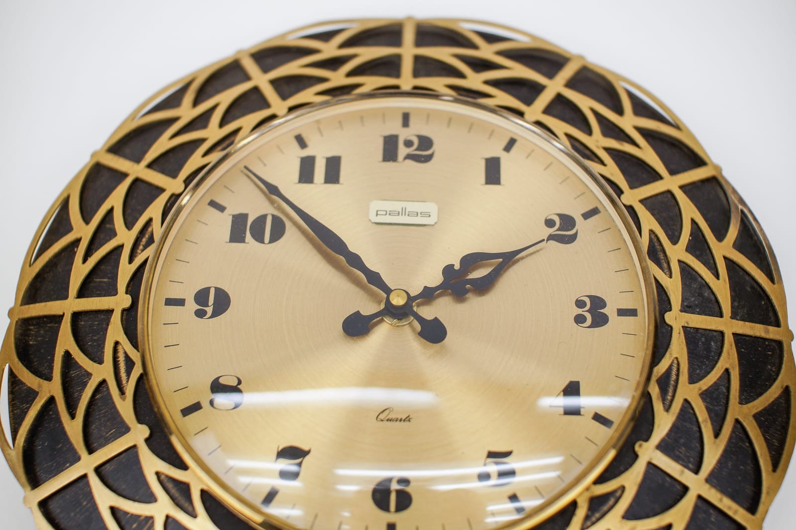 Mid-Century Modern Spider Web Wall Clock in Brass from Pallas, 1960s ...