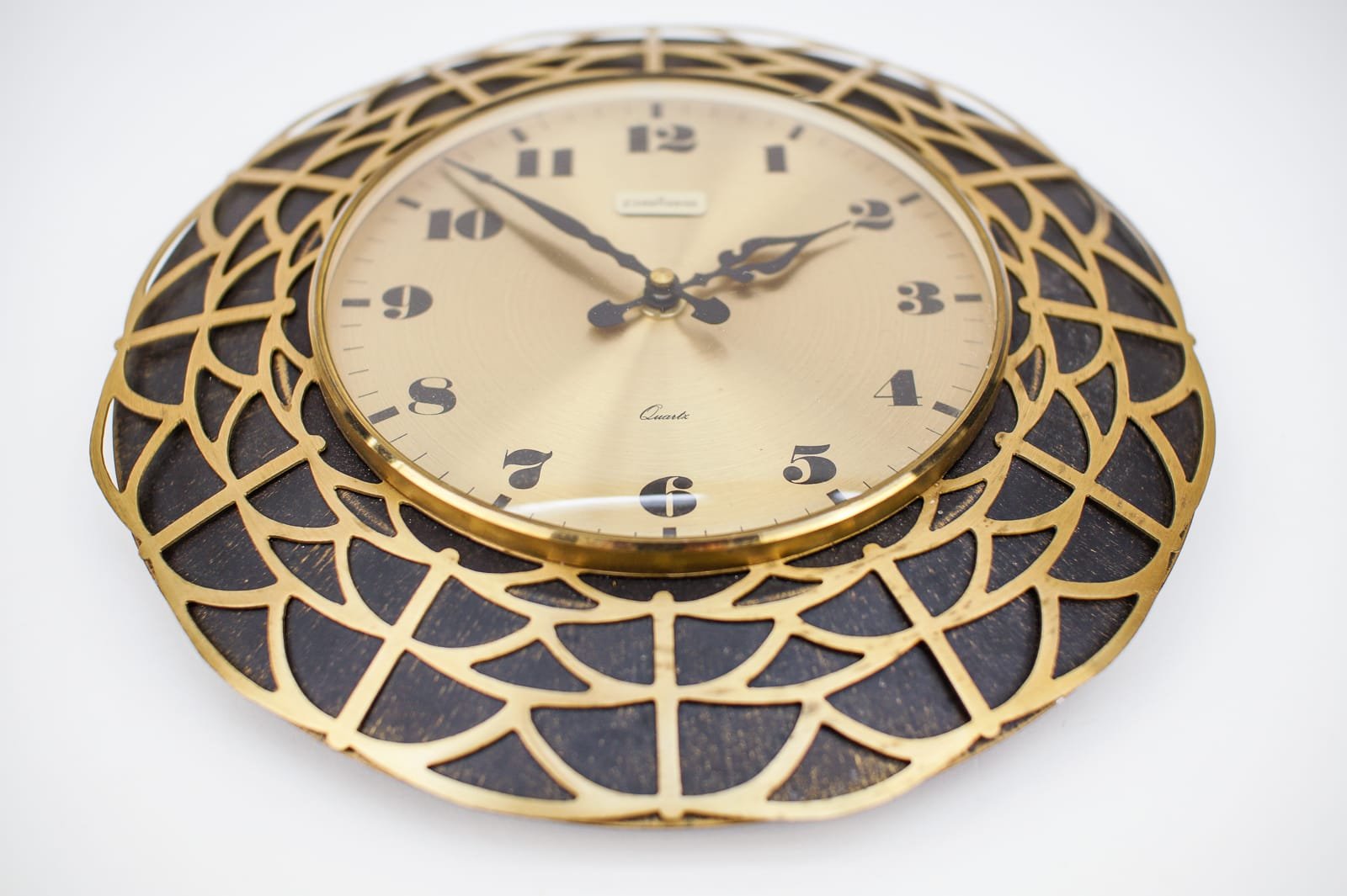 Mid-Century Modern Spider Web Wall Clock in Brass from Pallas, 1960s ...