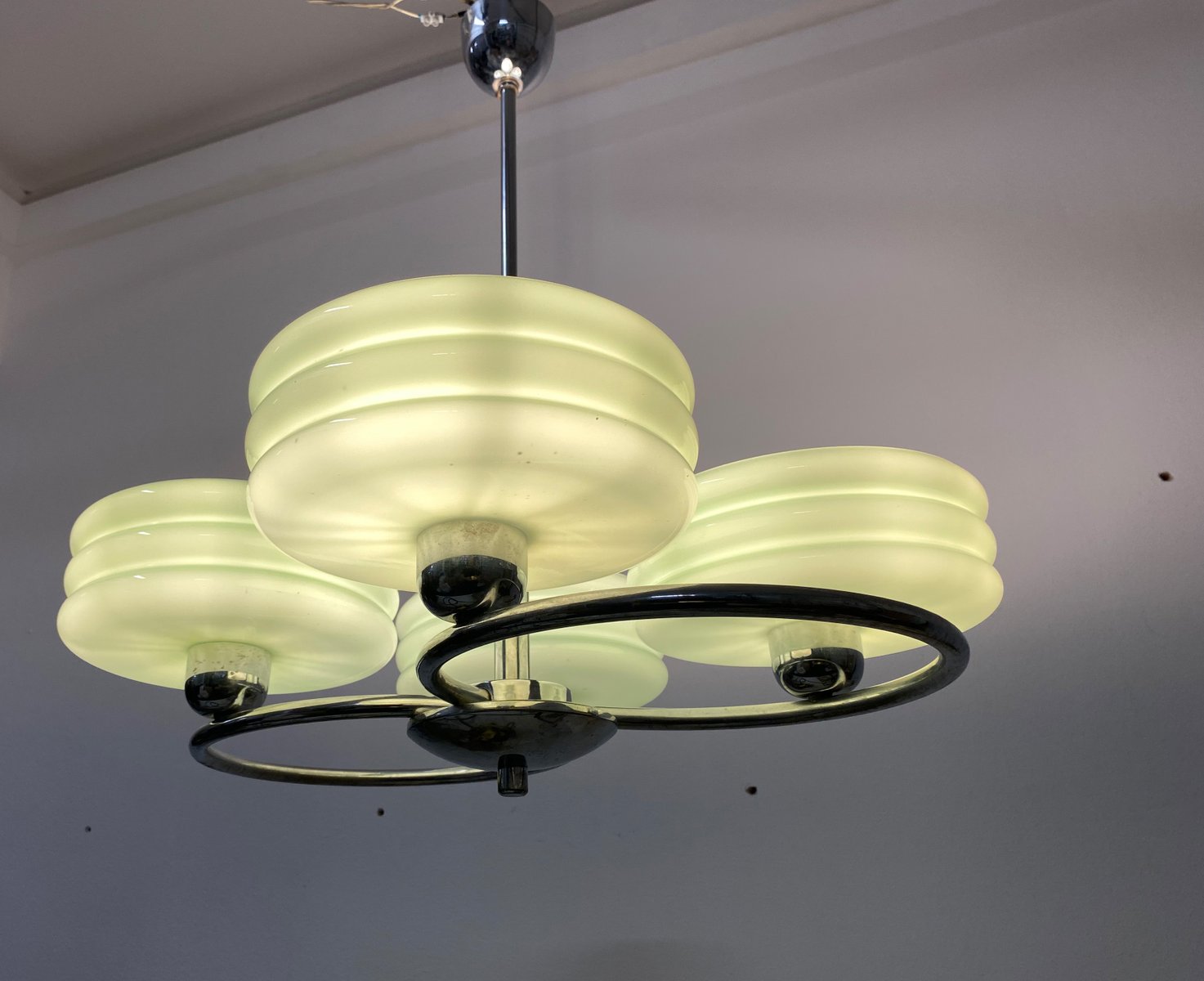Art Deco Style Green Ceiling Light for sale at Pamono