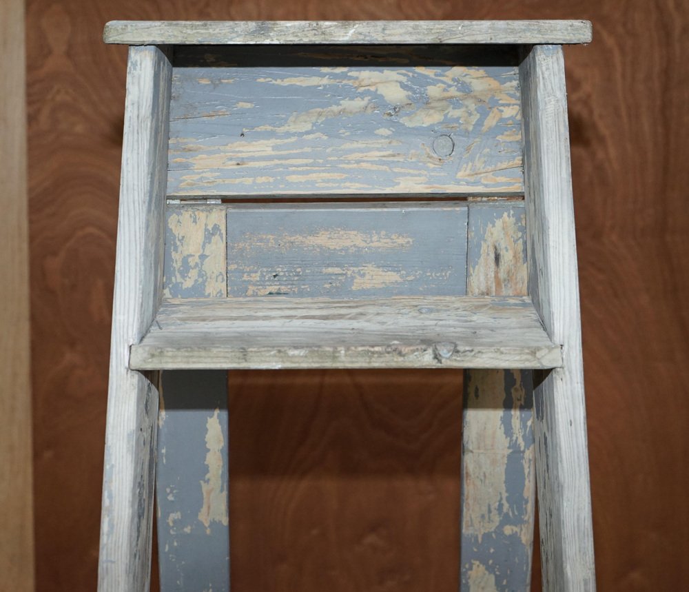 Vintage Aqua Blue Paint Pitch Pine Decorators Ladder, 1920s for sale at ...