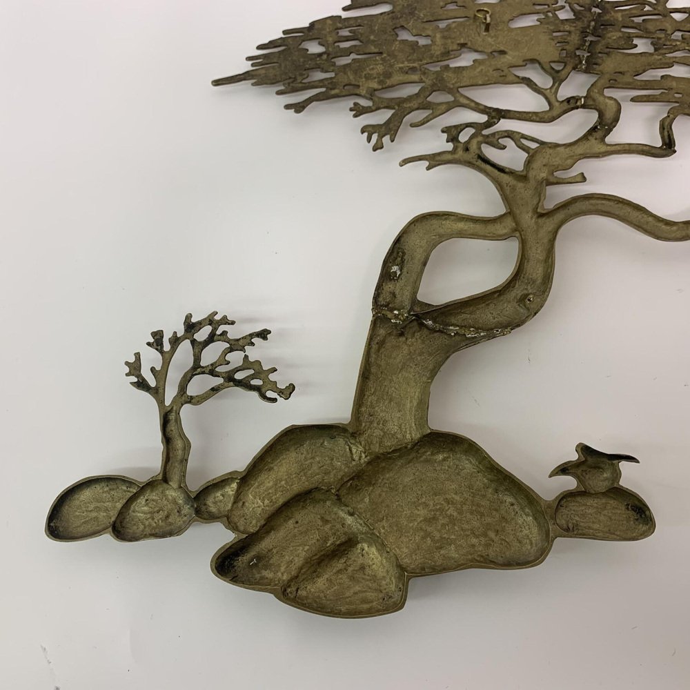 Bijan Brass Bonsai Tree Wall Sculpture, 1970s for sale at Pamono