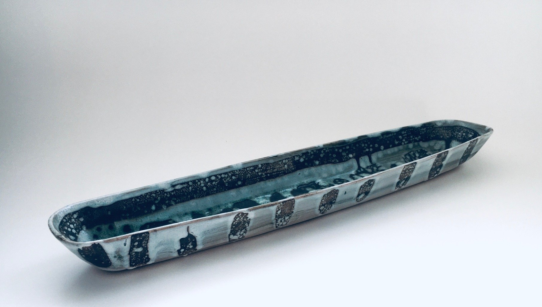 Large Vintage Abstract Bowl by David Sharp for Rye Pottery Studio, UK ...