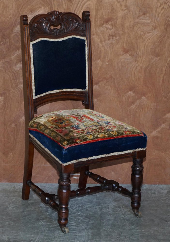 Napoleonic Blue Dining Chairs with Kilim Rug Upholstery, Set of 6 for ...