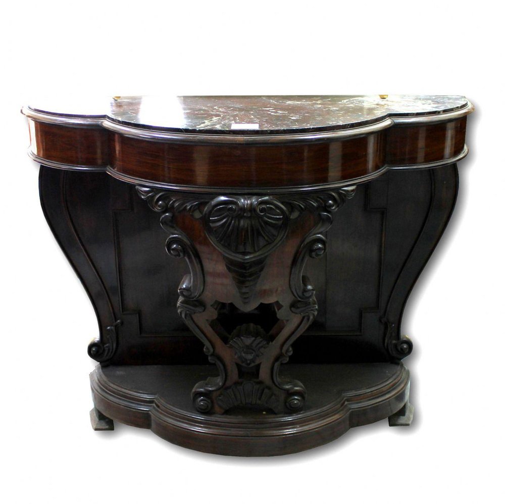Antique Neapolitan Console in Wood with Marble Top for sale at Pamono