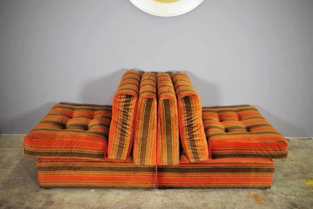 Striped Armchairs, 1970s, Set of 3 for sale at Pamono