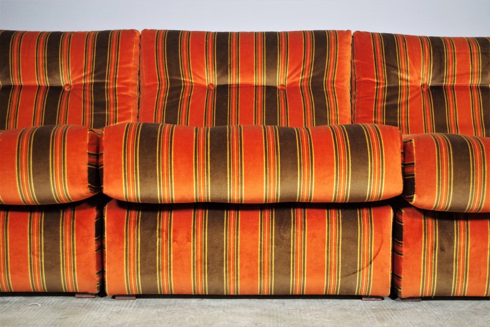Striped Armchairs, 1970s, Set of 3 for sale at Pamono