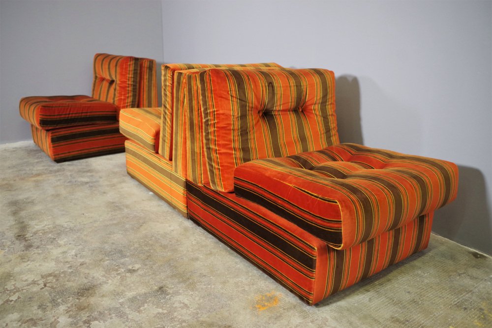Striped Armchairs, 1970s, Set of 3 for sale at Pamono