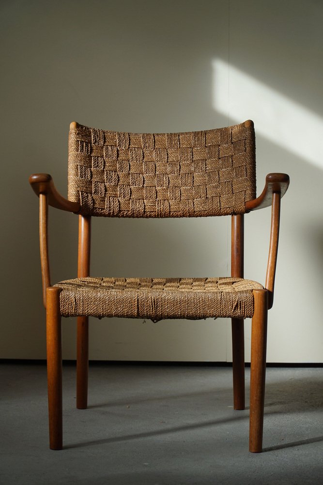 Lounge Chair in Beech and Seagrass by Karl Schrøder from Fritz Hansen ...