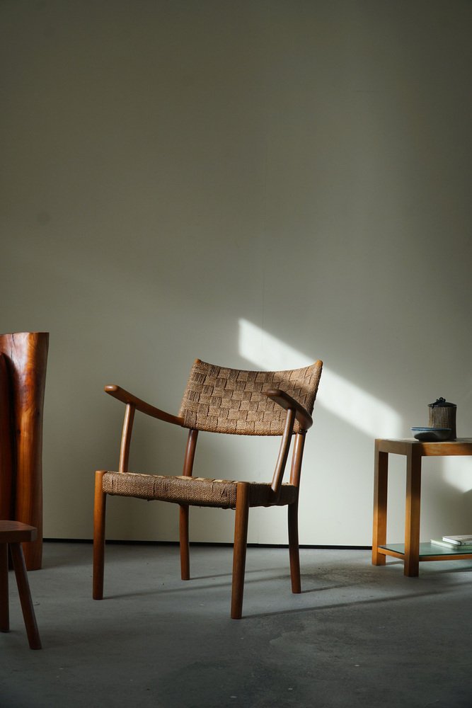 Lounge Chair in Beech and Seagrass by Karl Schrøder from Fritz Hansen ...