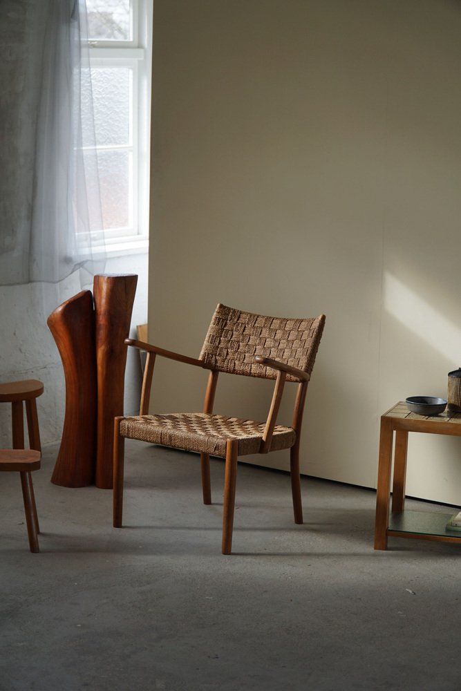 Lounge Chair in Beech and Seagrass by Karl Schrøder from Fritz Hansen ...