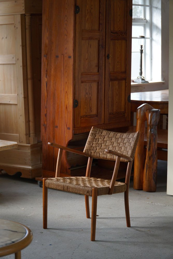 Lounge Chair in Beech and Seagrass by Karl Schrøder from Fritz Hansen ...