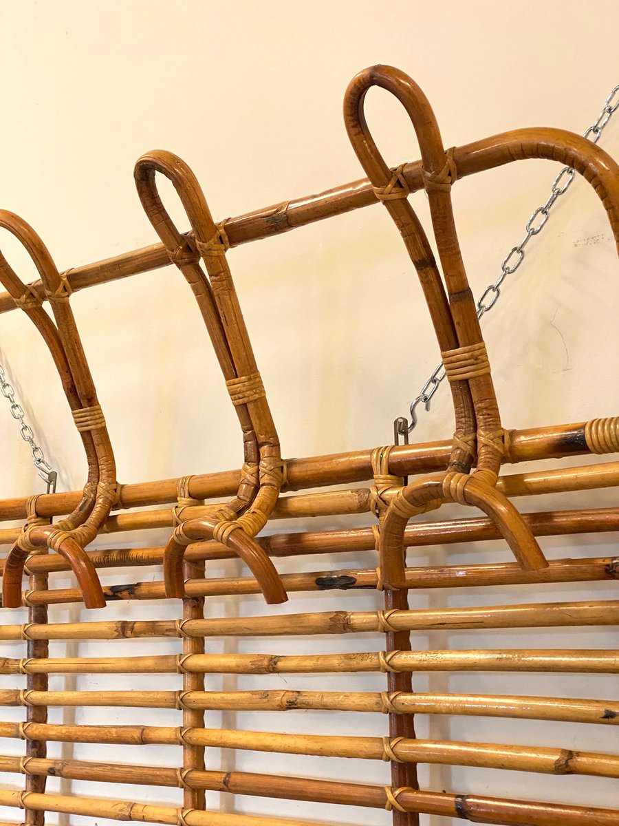 Bamboo Wicker Coat Rack, 1970s for sale at Pamono