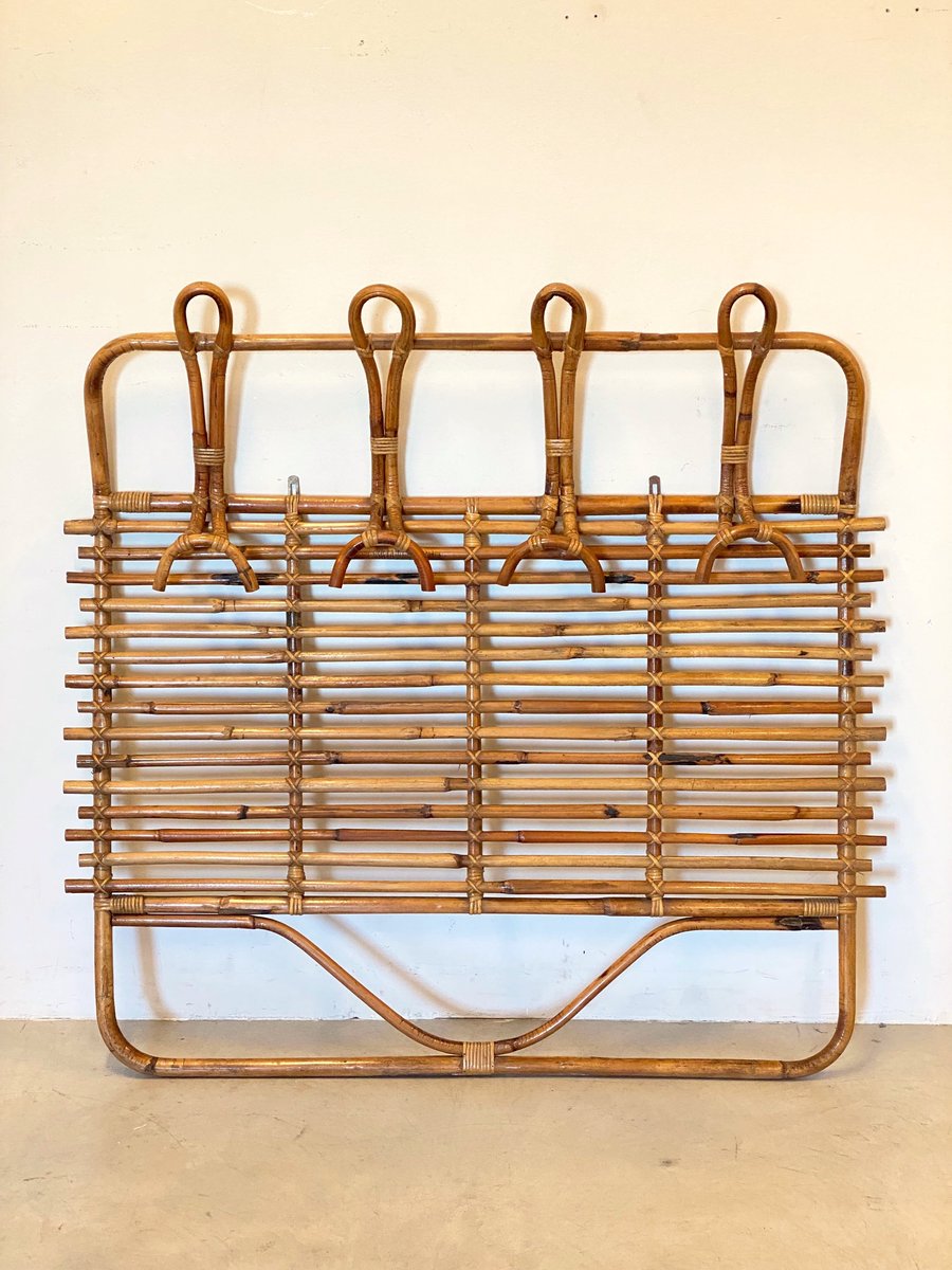 Bamboo Wicker Coat Rack, 1970s for sale at Pamono