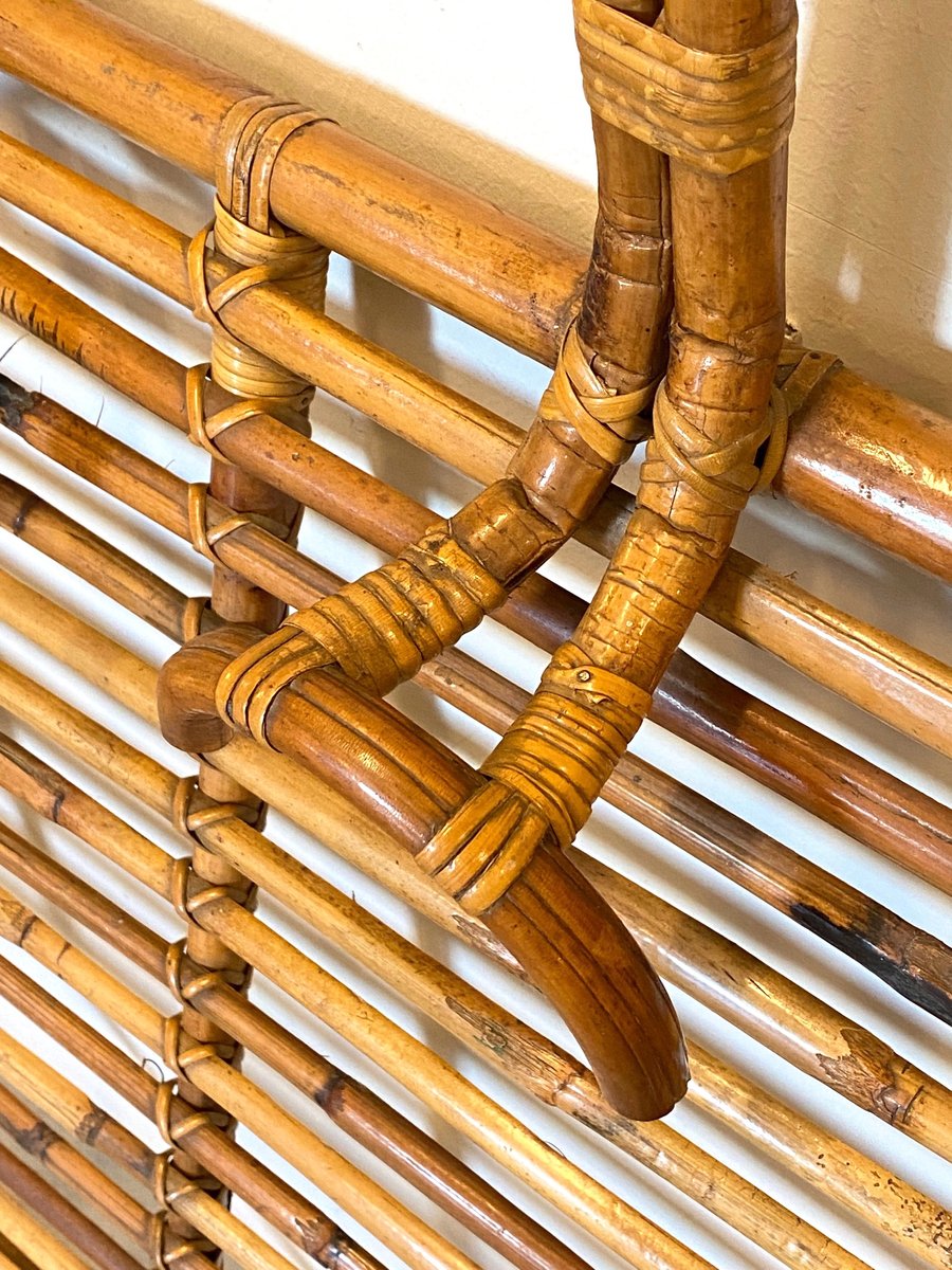Bamboo Wicker Coat Rack, 1970s for sale at Pamono