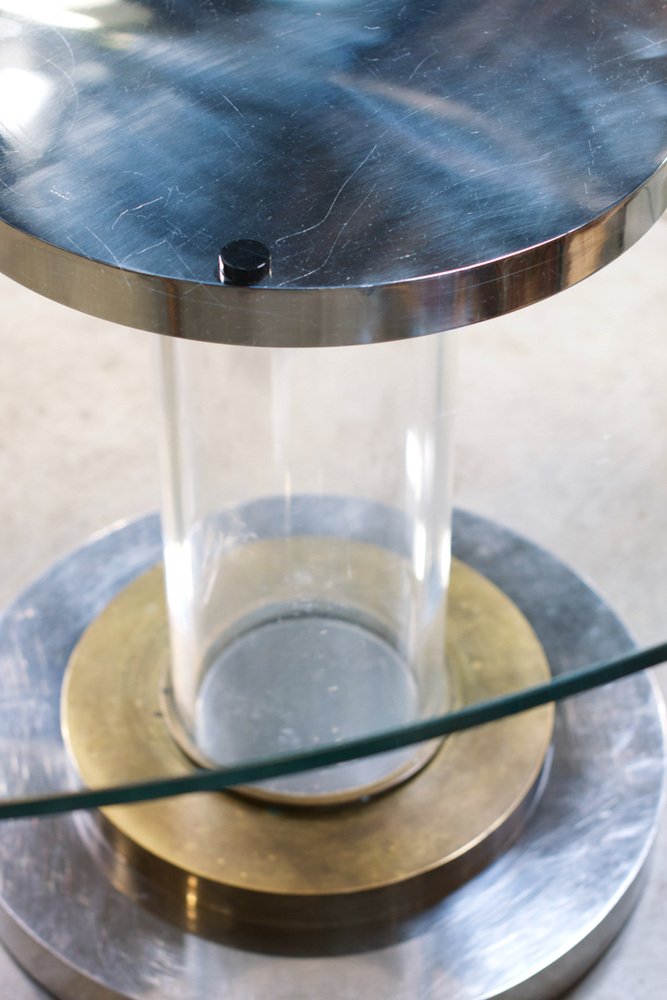 XXL Glass, Brass & Acrylic Conference Table by Romeo Rega, Italy, 1970s ...