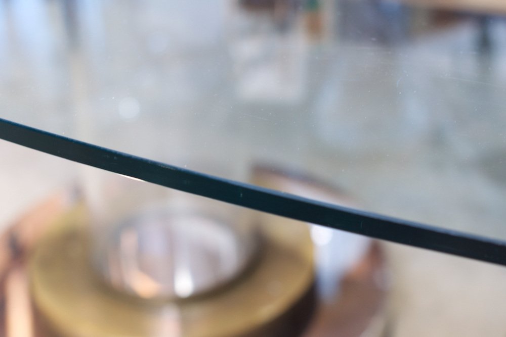 XXL Glass, Brass & Acrylic Conference Table by Romeo Rega, Italy, 1970s ...