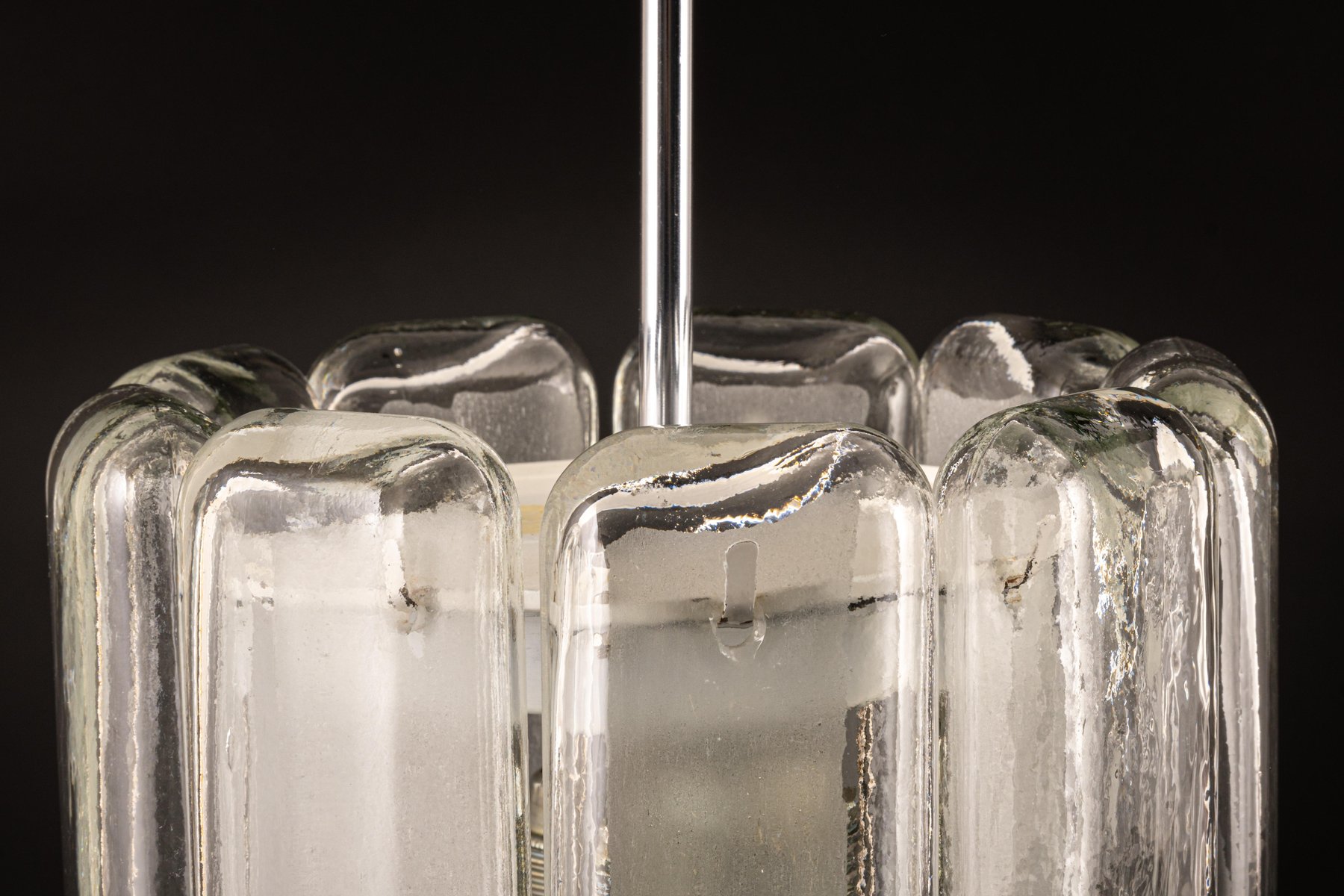 Cylindrical Pendant Fixture with Crystal Glass from Doria, Germany ...