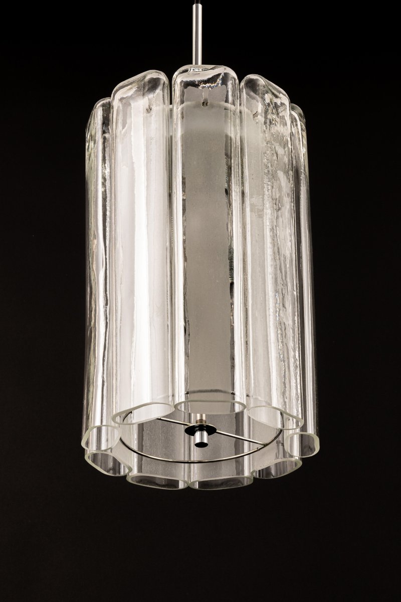 Cylindrical Pendant Fixture with Crystal Glass from Doria, Germany ...