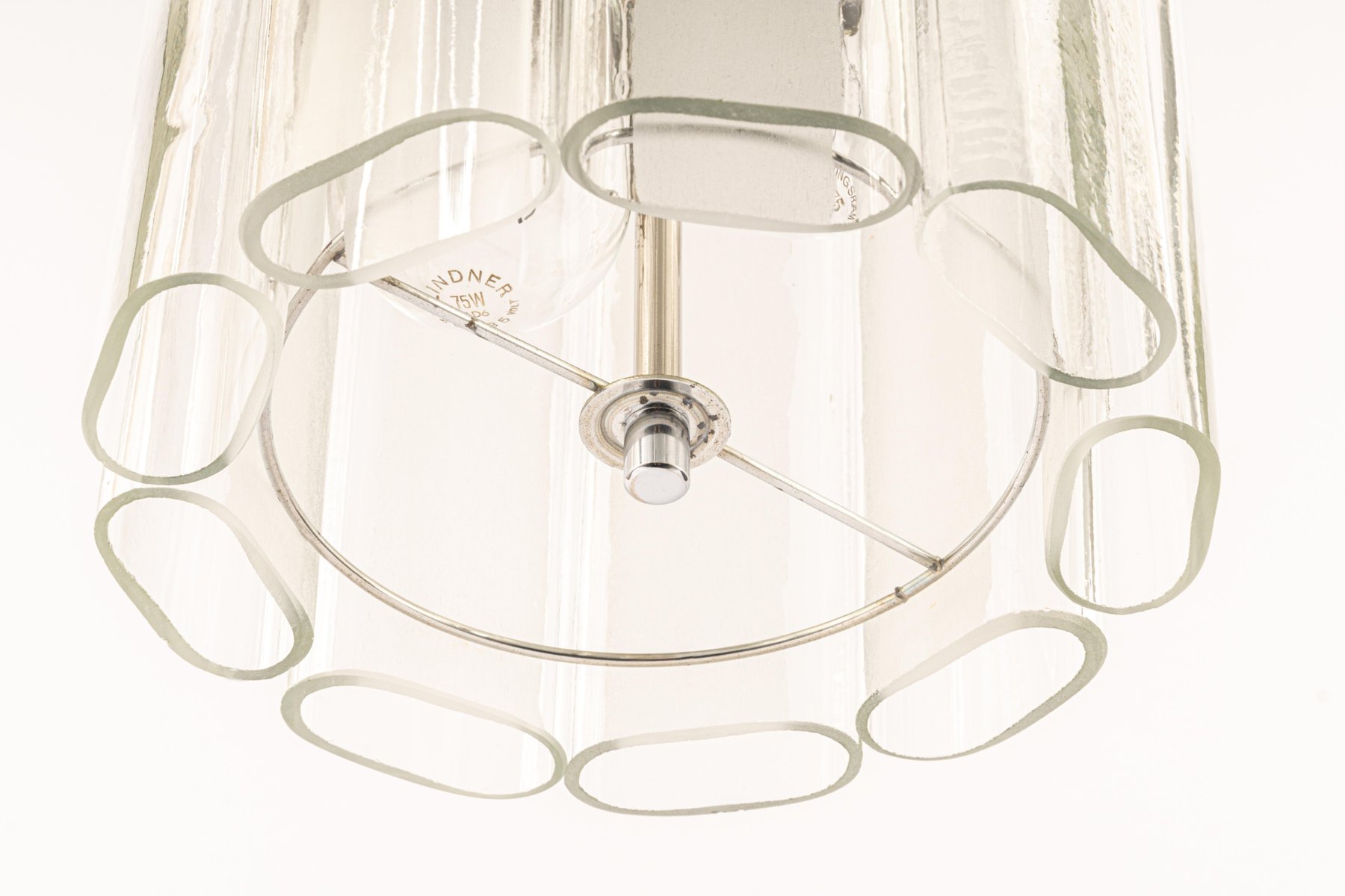 Cylindrical Pendant Fixture with Crystal Glass from Doria, Germany ...