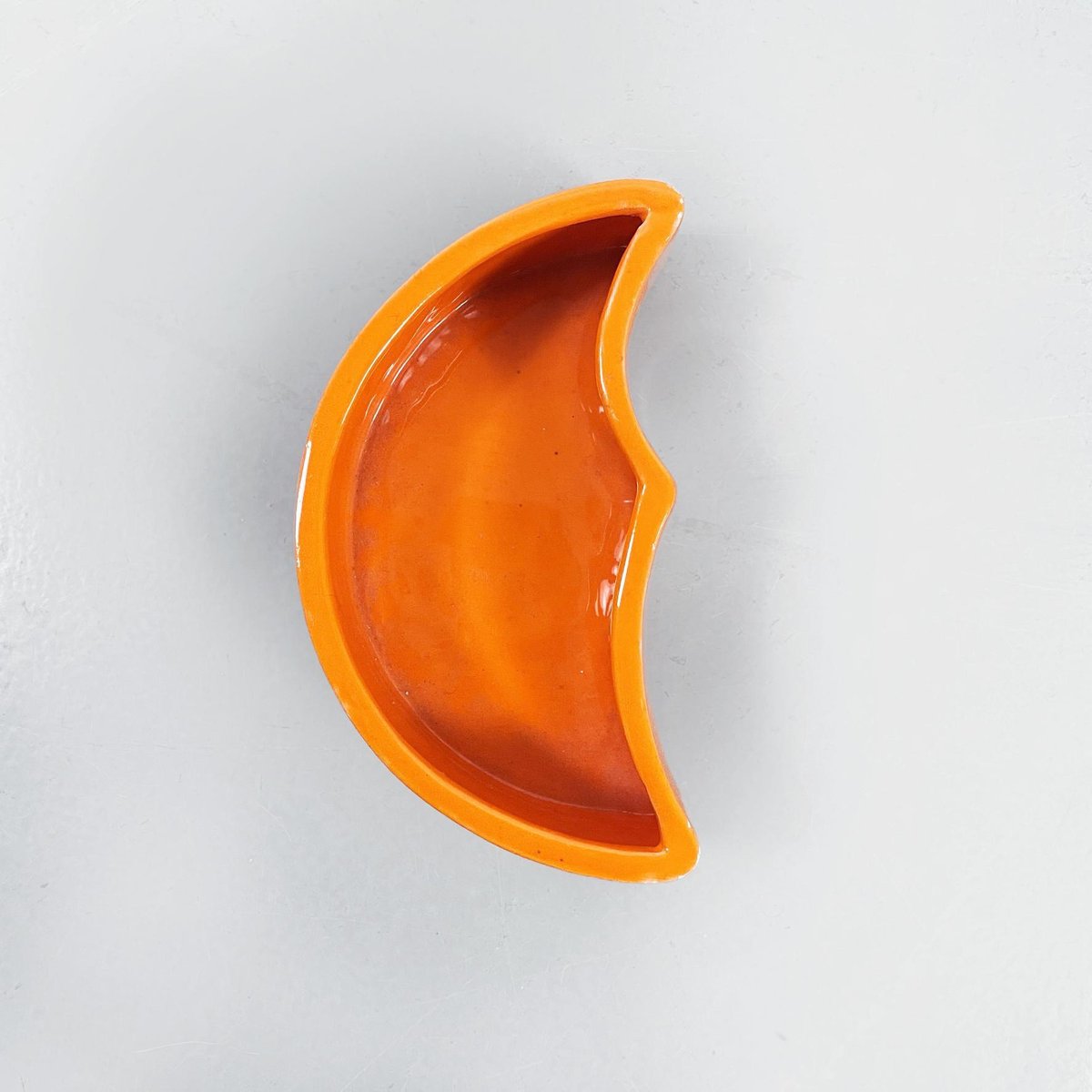 Mid-Century Italian Orange Ceramic Cylindrical Half-Moon Vases, 1970s ...