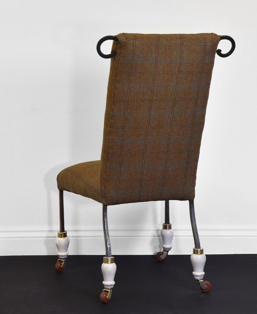 19th Century Steel & Tweed Side Chair for sale at Pamono