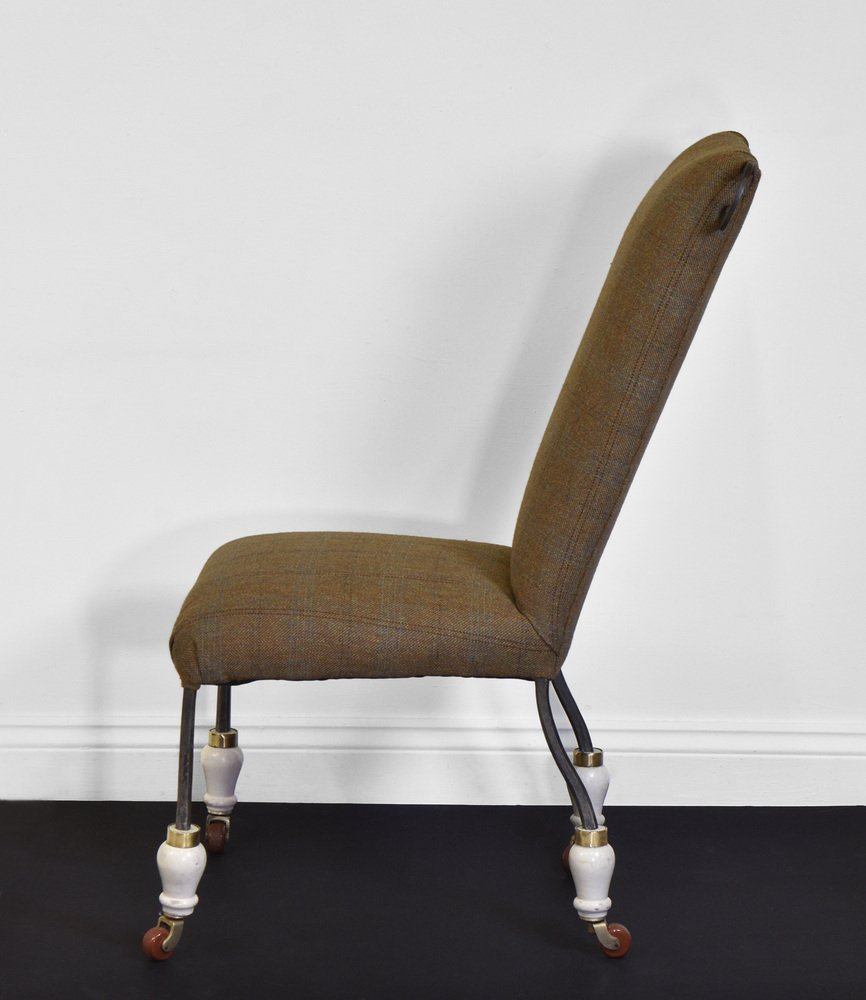 19th Century Steel & Tweed Side Chair for sale at Pamono