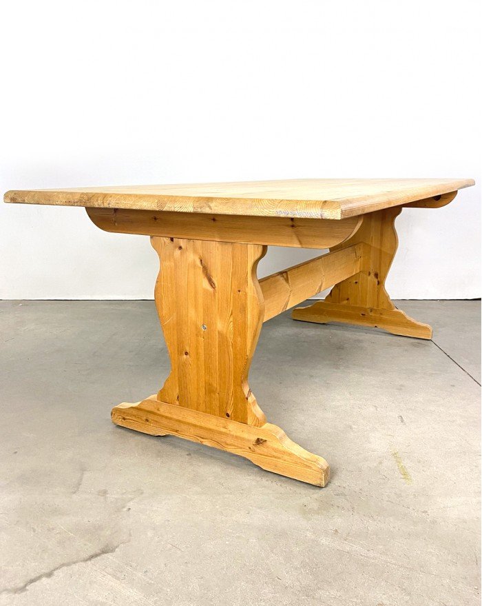 Large Swedish Pinewood Dining Table, 1980s for sale at Pamono